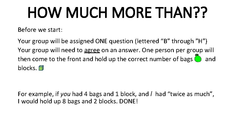 HOW MUCH MORE THAN A math story A