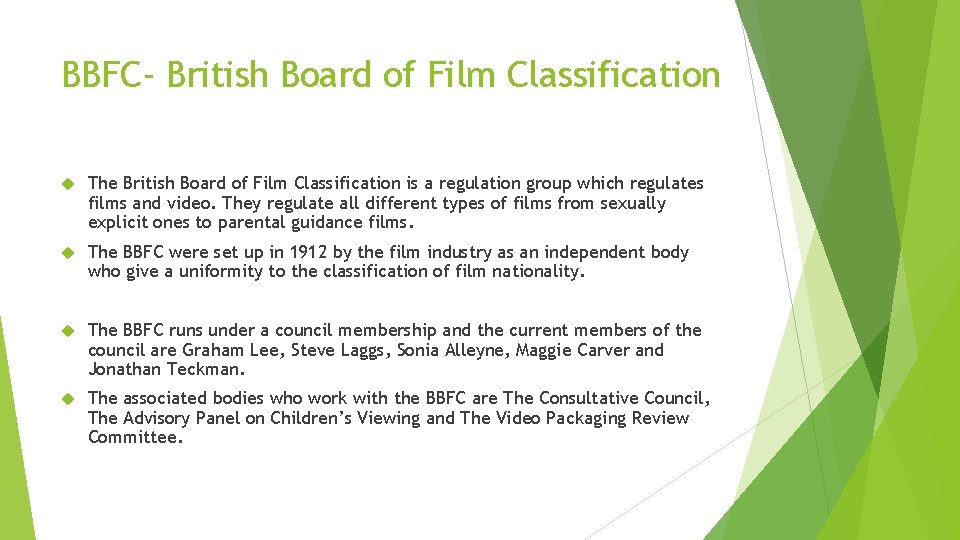 Media Organisations BBFC British Board of Film Classification