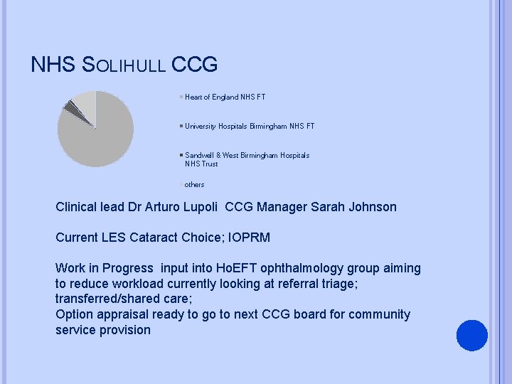 BSOL CLUSTER LEN Current position with CCGs COMMISSIONING
