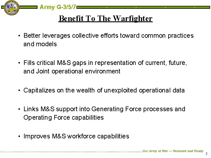 Army G357 Steering Committee Brief to the Do