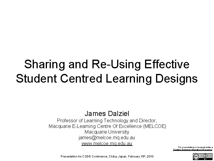 Sharing and ReUsing Effective Student Centred Learning Designs