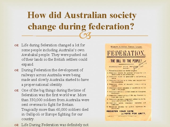 Federation By Ava Why and how did Australia