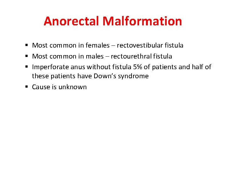 Anorectal Malformation Imperforate Anus Dr Saqib Ismail Assistant