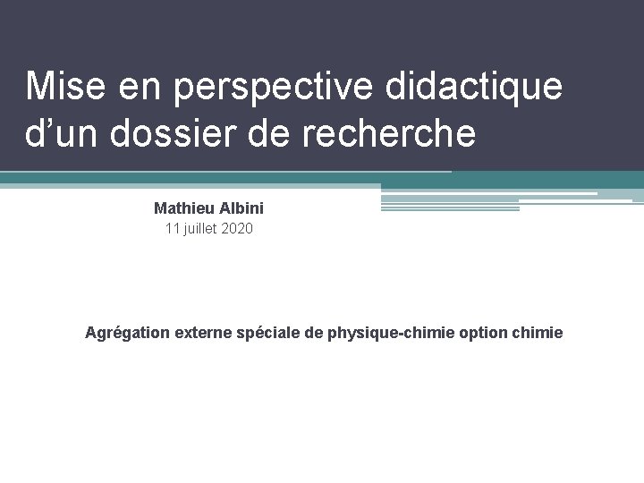 Mise en perspective didactique dun dossier de recherche