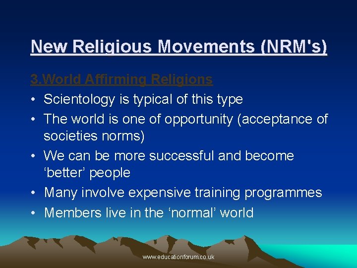 New Religious Movements and their appeal By the