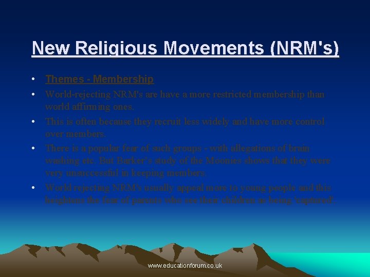 New Religious Movements and their appeal By the