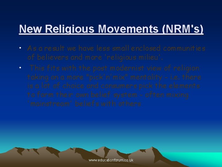 New Religious Movements and their appeal By the