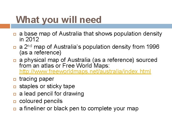 MAPPING TOOLBOX OVERLAY MAPS Adapted from Australian Geography