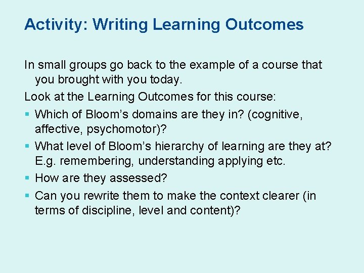 Designing Courses and Curricula Clare Bentall Andrea Creech