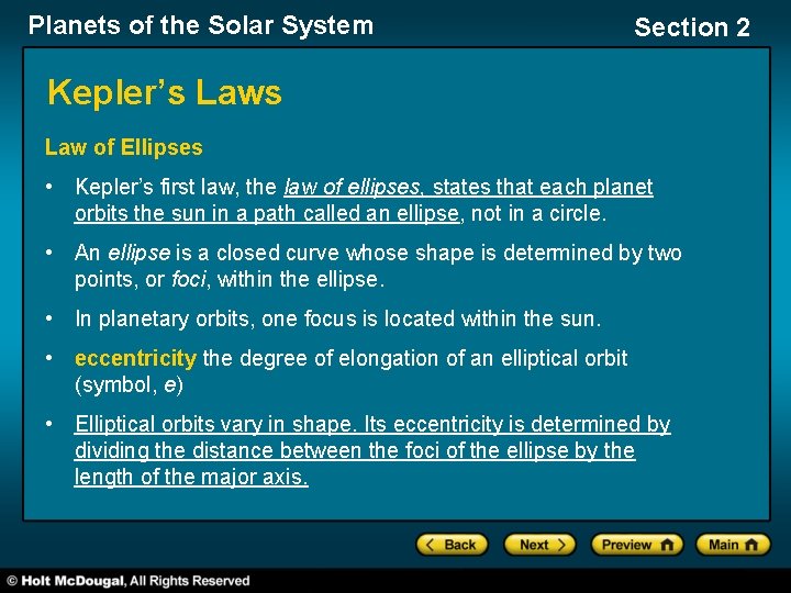 Planets of the Solar System Section 2 Models