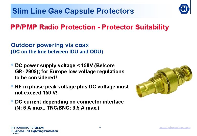 Slim Line Gas Capsule Protectors Series 3406 Applications