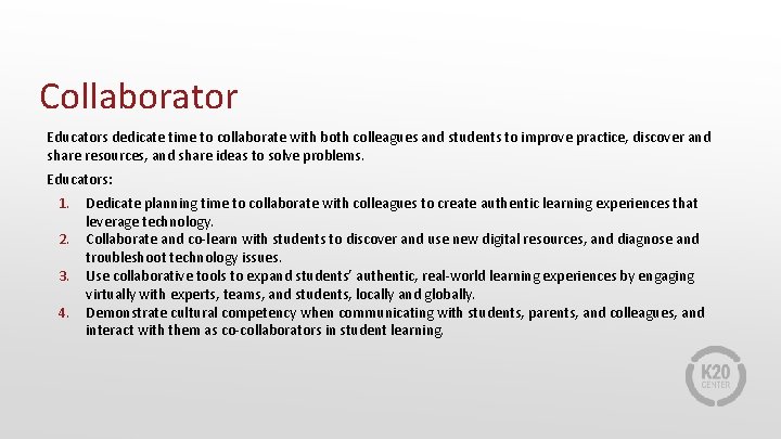 ISTE Standards Learner Educators continually improve their practice