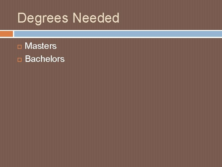 Degrees Needed Masters Bachelors Tasks Instructing students in