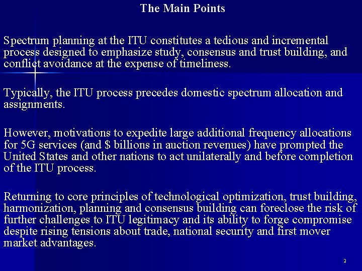 Spectrum Planning at the ITU A Brief Introduction