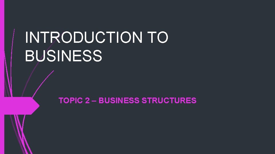 INTRODUCTION TO BUSINESS TOPIC 2 BUSINESS STRUCTURES SUBTOPICS