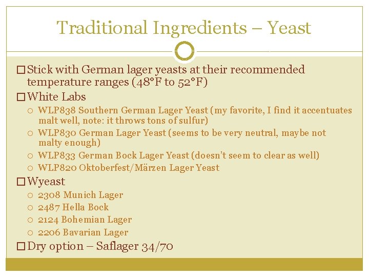 Bock STYLE DESCRIPTION INGREDIENTS RECIPE DESIGN THE MALTS