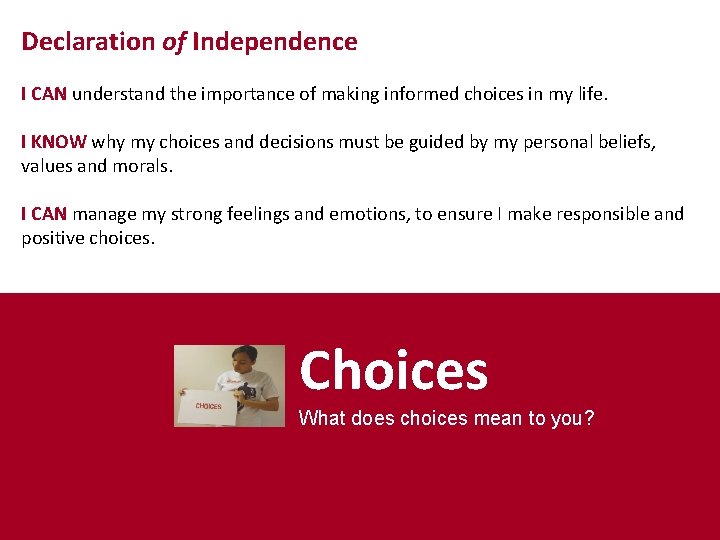 Ready for Independence Declaration of Independence Personal Statements