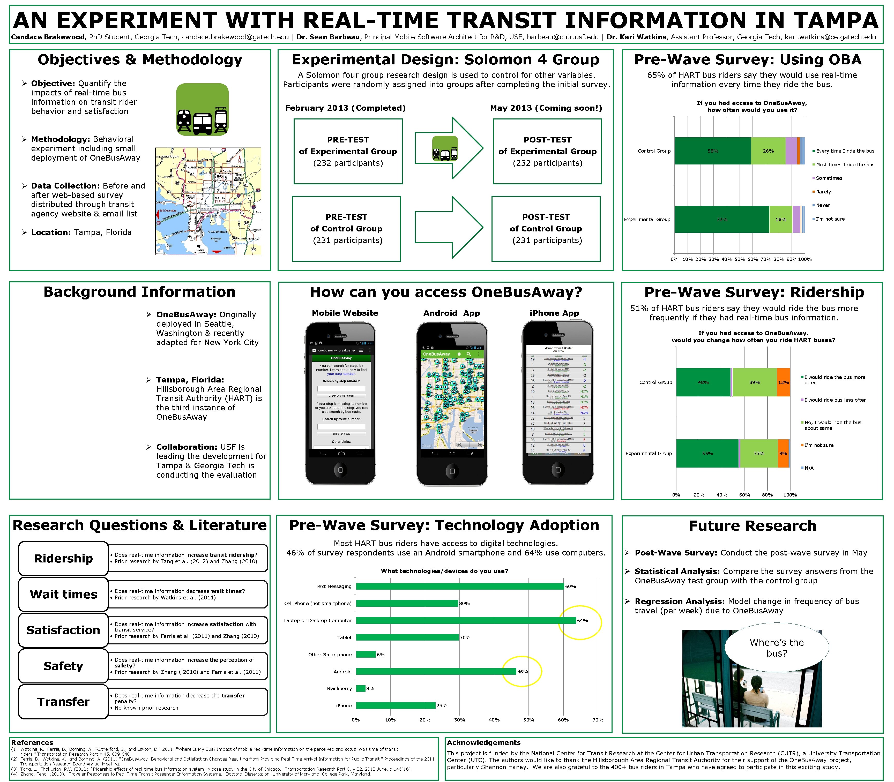 AN EXPERIMENT WITH REALTIME TRANSIT INFORMATION IN TAMPA