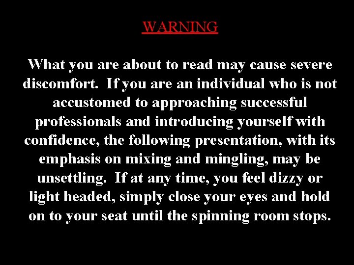 Networking 101 WARNING What you are about to
