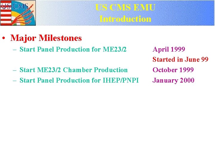 US CMS EMU Factory Safety Review Agenda Introduction
