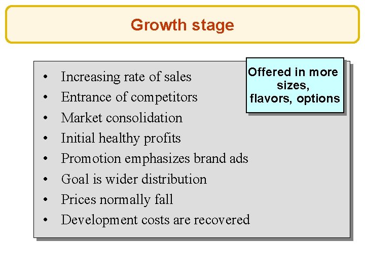 Product Life Cycle Introductory Stage Growth Stage Maturity