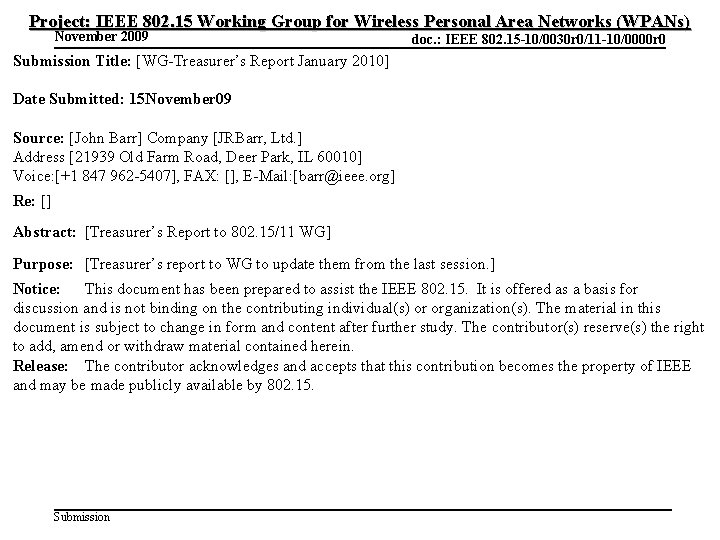 Project IEEE 802 15 Working Group for Wireless
