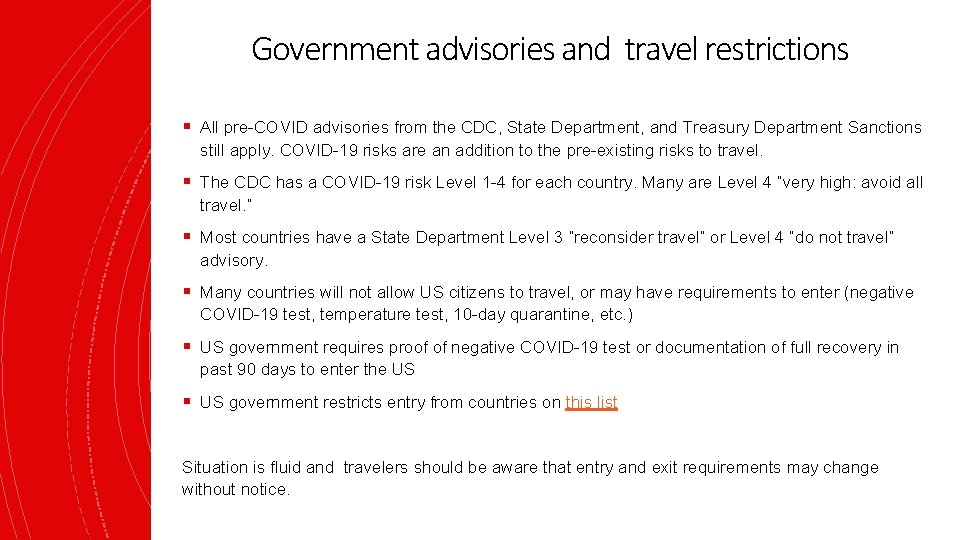 International Travel during the COVID19 Pandemic June 30