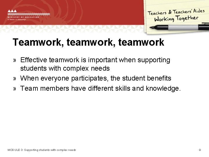 Supporting students with complex needs MODULE 3 PRESENTATION