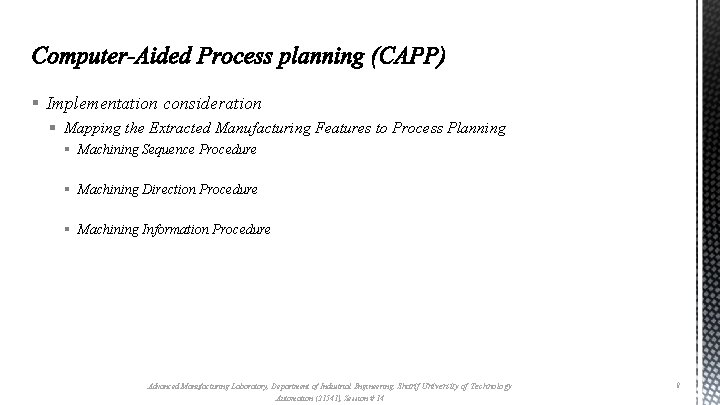 Advanced Manufacturing Laboratory Department of Industrial Engineering ...