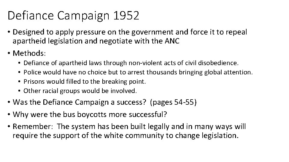 Apartheid Review Reminders Case studies Material for detailed