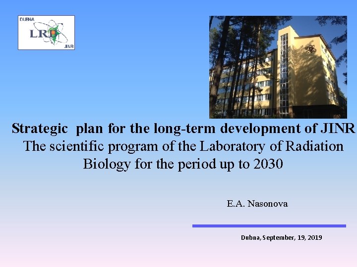 Strategic plan for the longterm development of JINR