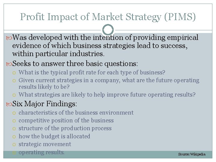 Overview Strategy A View From The Top ASHLEY