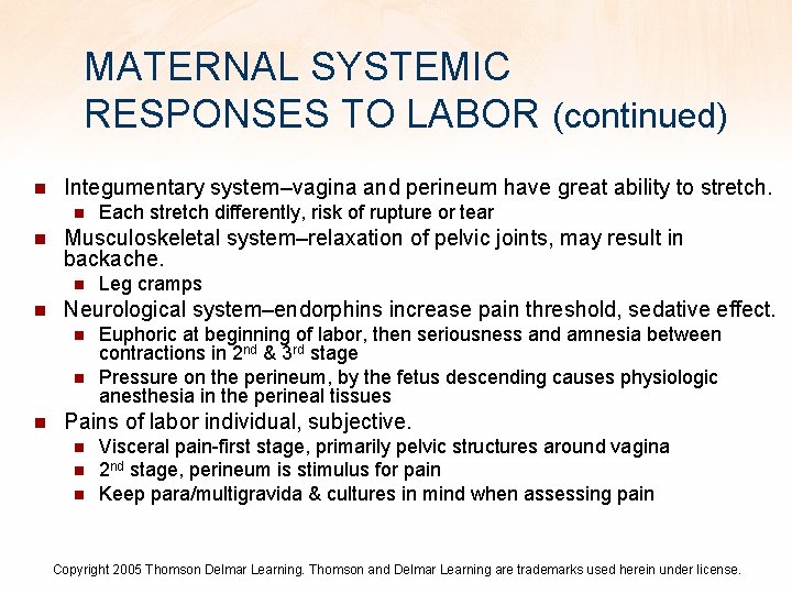 CHAPTER 52 THE BIRTH PROCESS Copyright 2005 Thomson