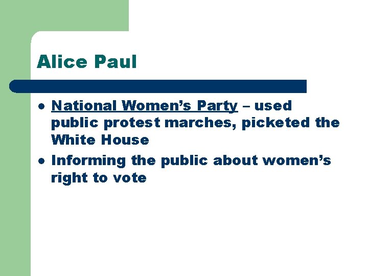 Chapter 8 section 2 Women make progress Focus