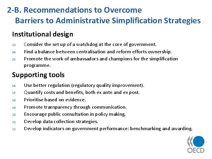 Overcoming Barriers to Administrative Simplification strategies OECD and