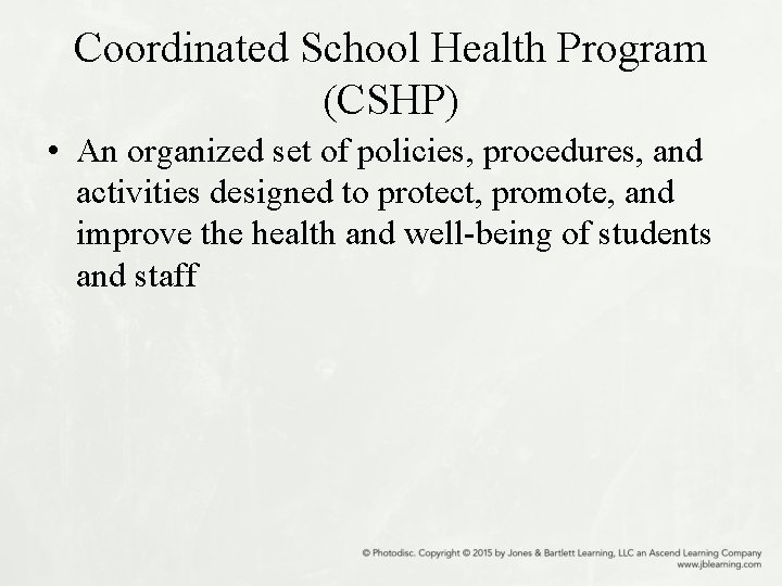 Chapter 6 The School Health Program A Component