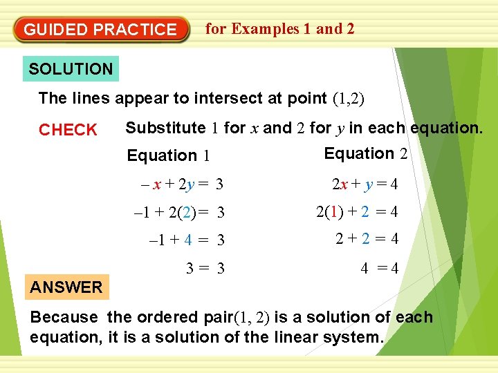 7 1 Solving Systems by Graphing EXAMPLE 1