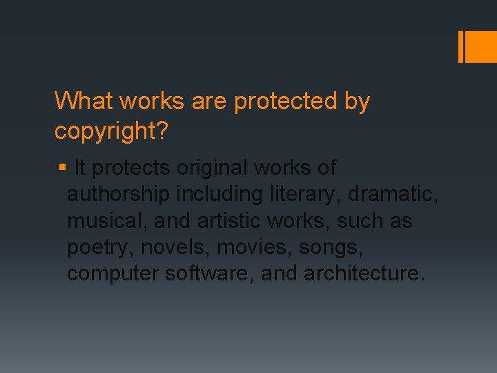 Copyright Brenden Sams What is copyright The exclusive