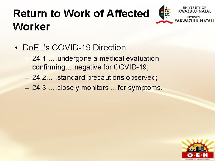 Individual Worker Exposure and Workplace Risk COVID19 Training