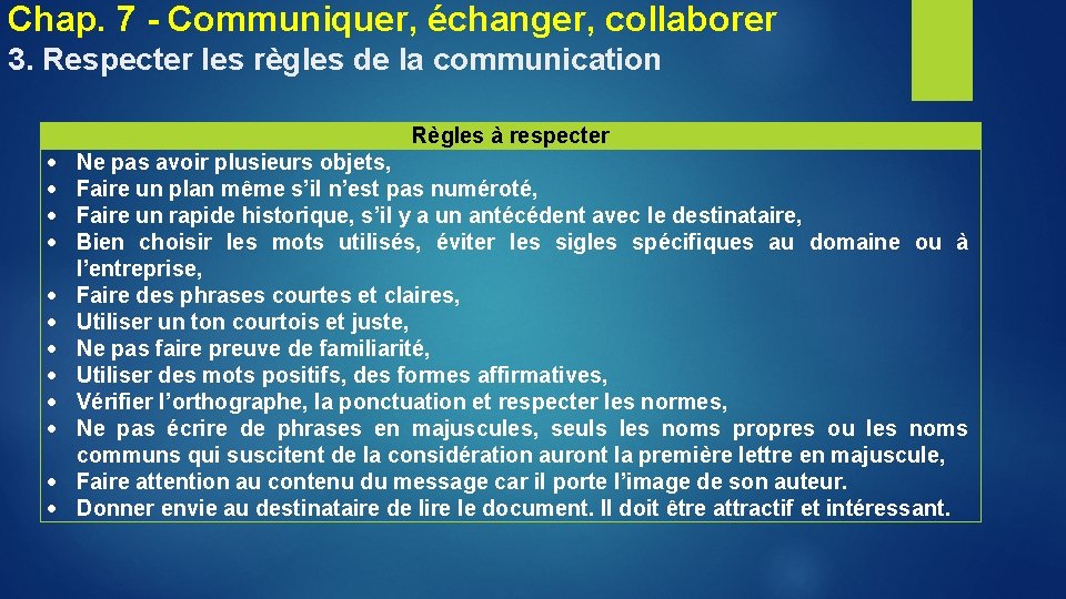 Chap 7 Communiquer changer collaborer 3 Respecter les