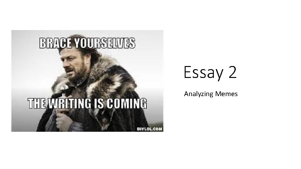 Essay 2 Analyzing Memes Write down everything you