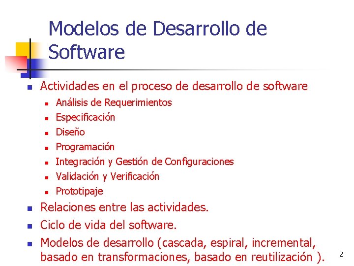 Actividades en el proceso de desarrollo de software