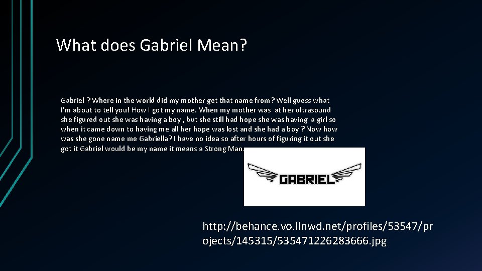 Biography of Gabriel R BY GABRIEL REED Parents