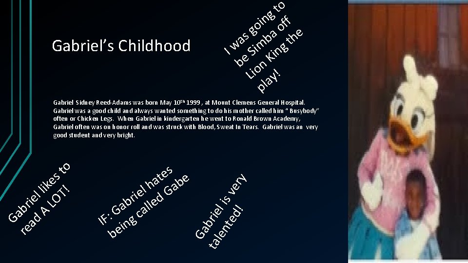 Biography of Gabriel R BY GABRIEL REED Parents