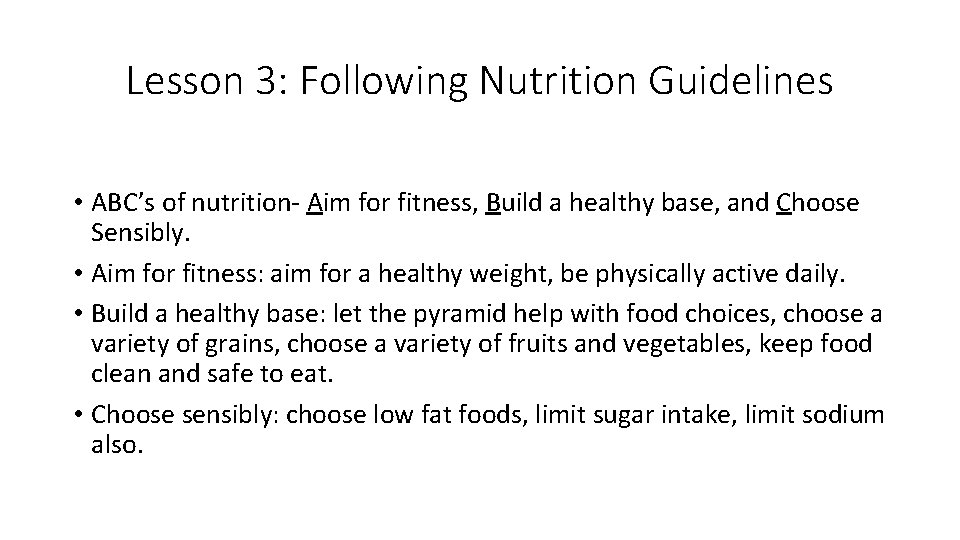Chapter 8 Guide Nutrition for Health Lesson 1