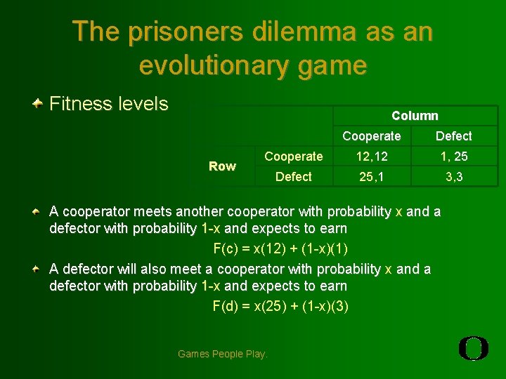 10 Evolutionary Games People Play Evolutionary Games What