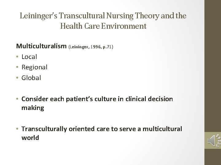 Madeline Leiningers Culture Care Theory Presented by Jessica