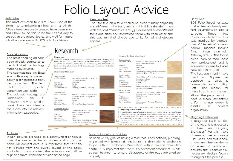 The Template In each section of this template