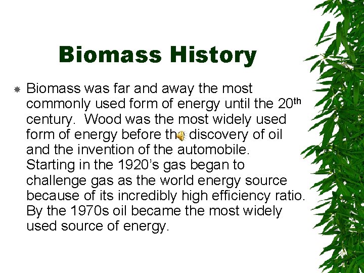 Biomass Defined Biomass is wood plants animal mass
