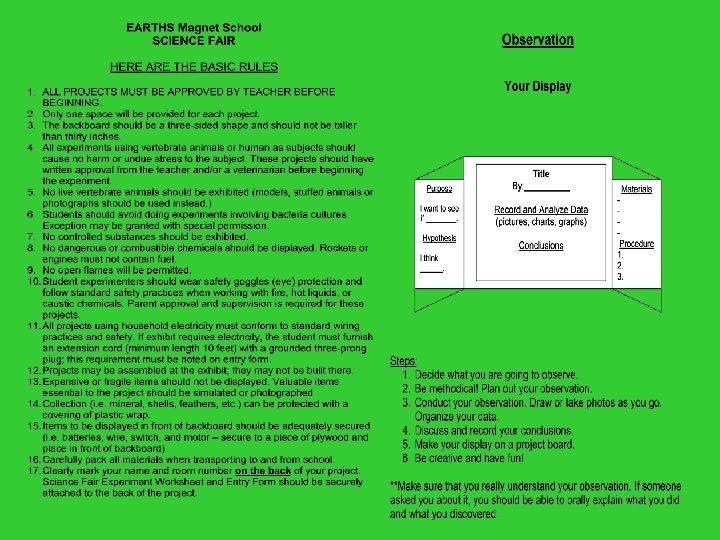 EARTh S Science Fair Parent Informational Meeting Who